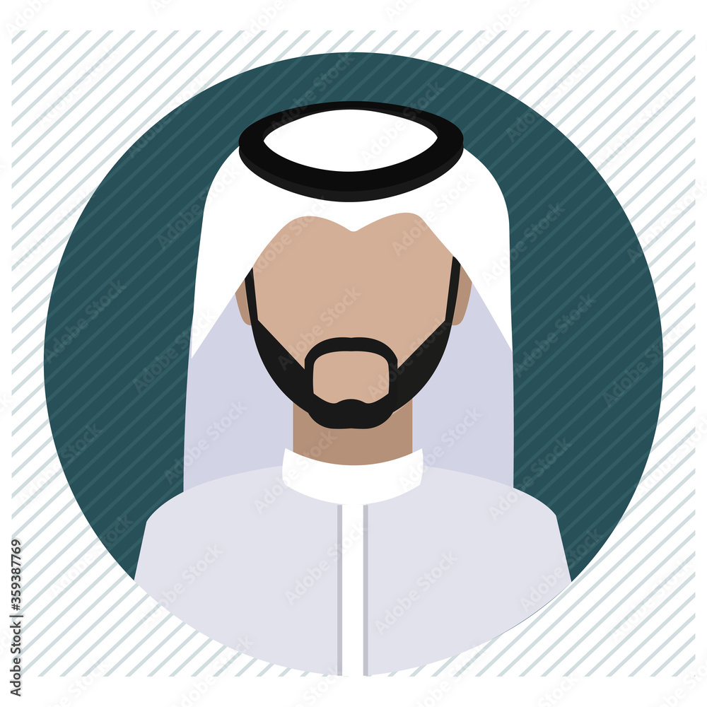 A Saudi man icon wearing shemagh and a thobe Art & Illustration Stock ...