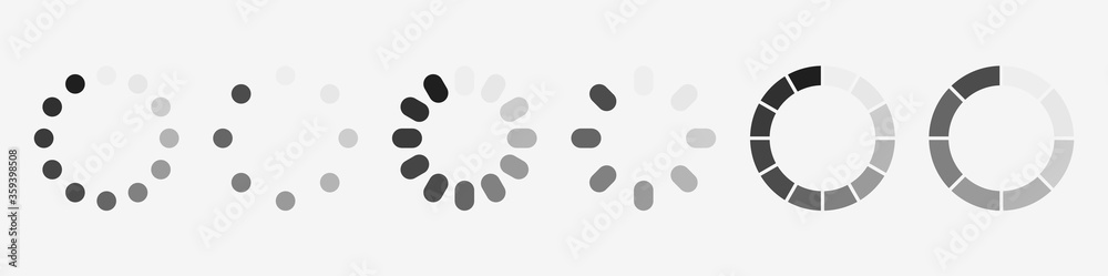 Set of loading icons isolated on transparent background. Loading bar ...