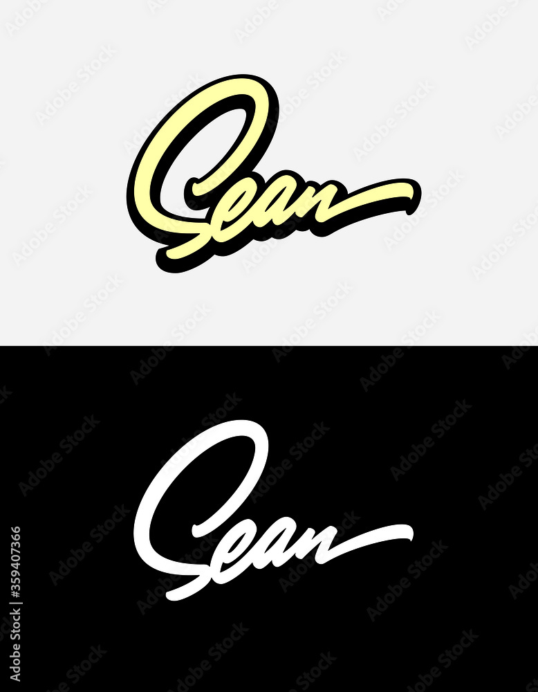 "Sean" hand-drawn calligraphic inscription in a vector .eps format (10 ...