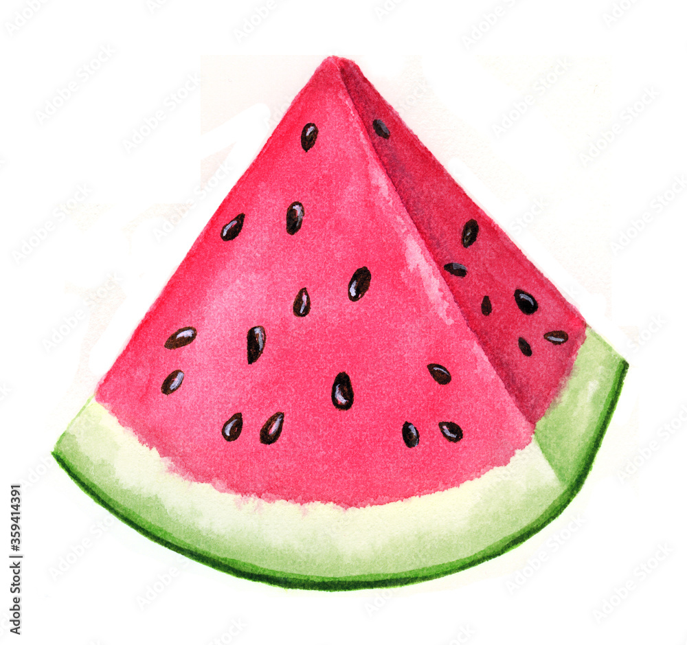 Watermelon slice, fruit illustration isolated on white background ...