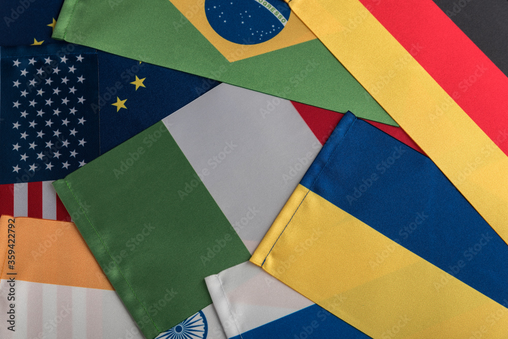 A lot of flags of different countries. International flags. Stock Photo ...