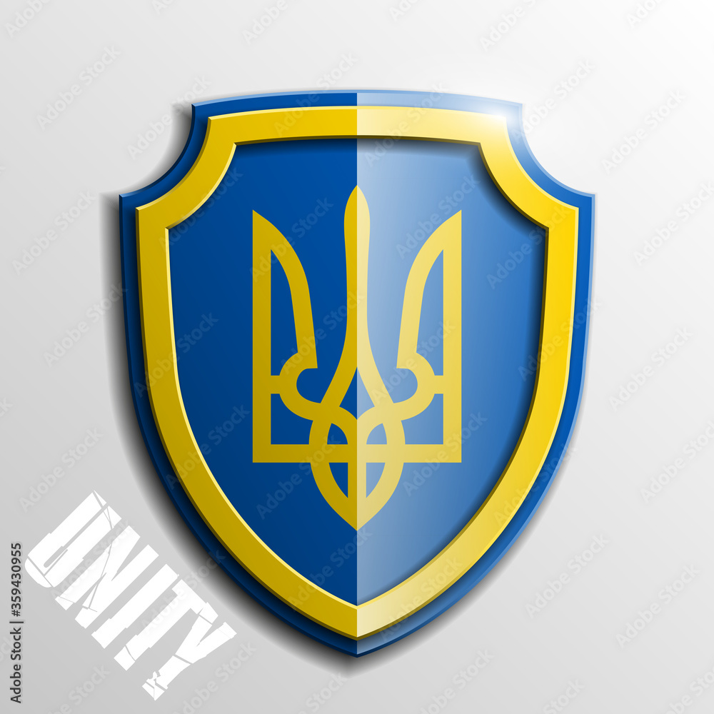 Design shield Origami banner a Ukrainian flag and coat of arms Stock ...