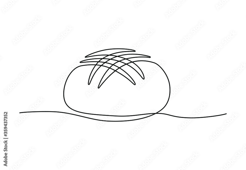Сontinuous one line drawing of round loaf bread. Bakery logo emblem ...