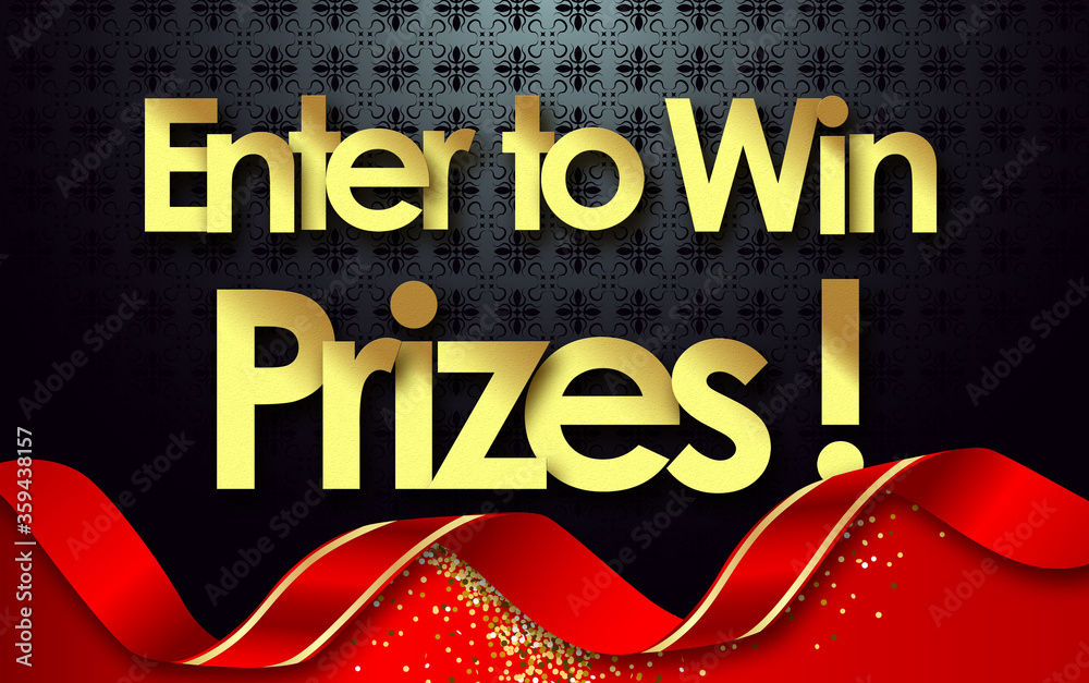 Enter to Win Prizes in black background and golden stars Stock Photo ...