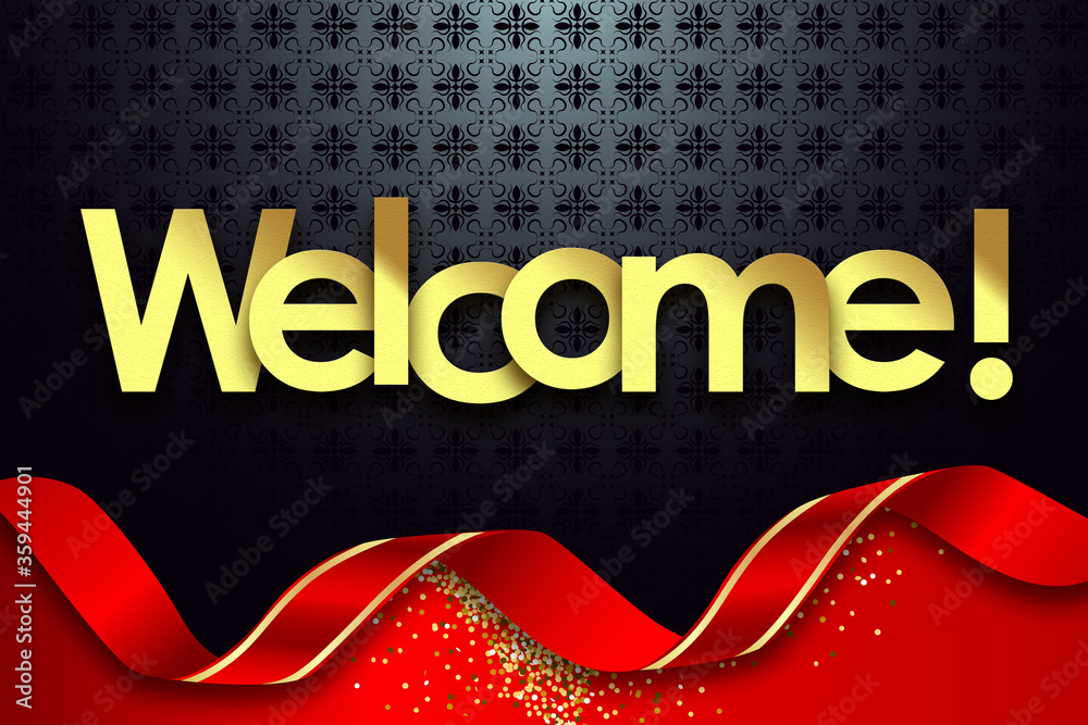 welcome in black background and golden stars Stock Photo | Adobe Stock