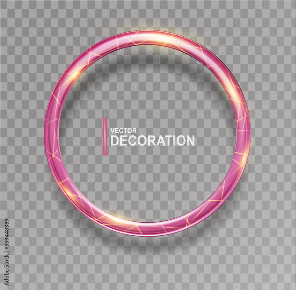 Vector shining pink ring. Abstract glowing round frame isolated on ...