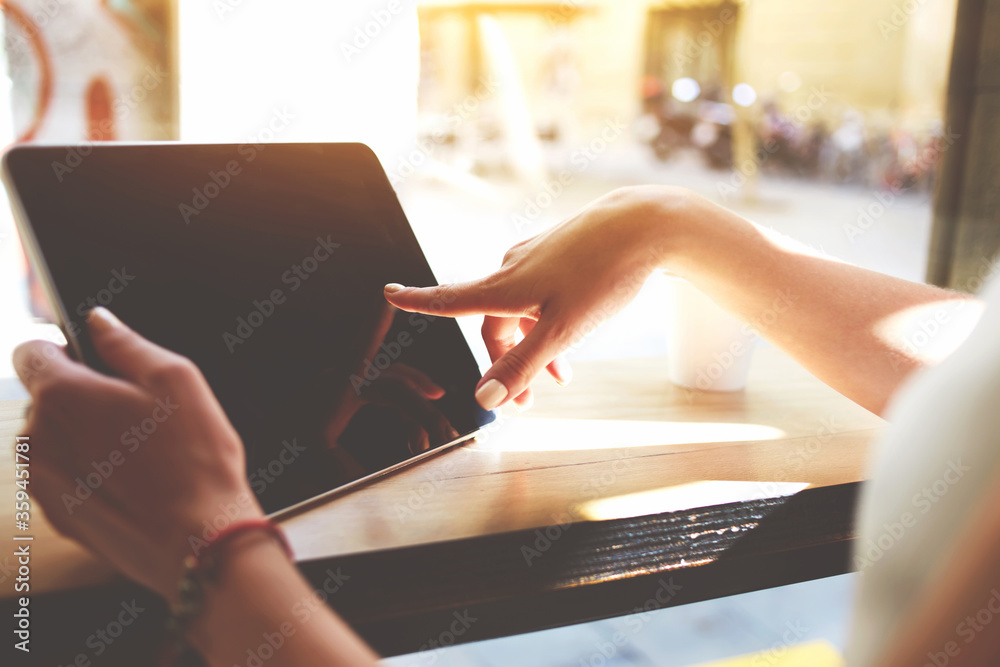 Cropped image of female journalist sharing media information in social ...
