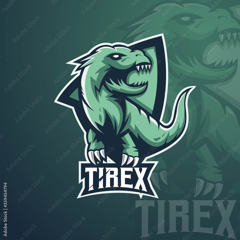 Tirex. Dinosaur sport mascot logo design illustration. T-Rex mascot ...