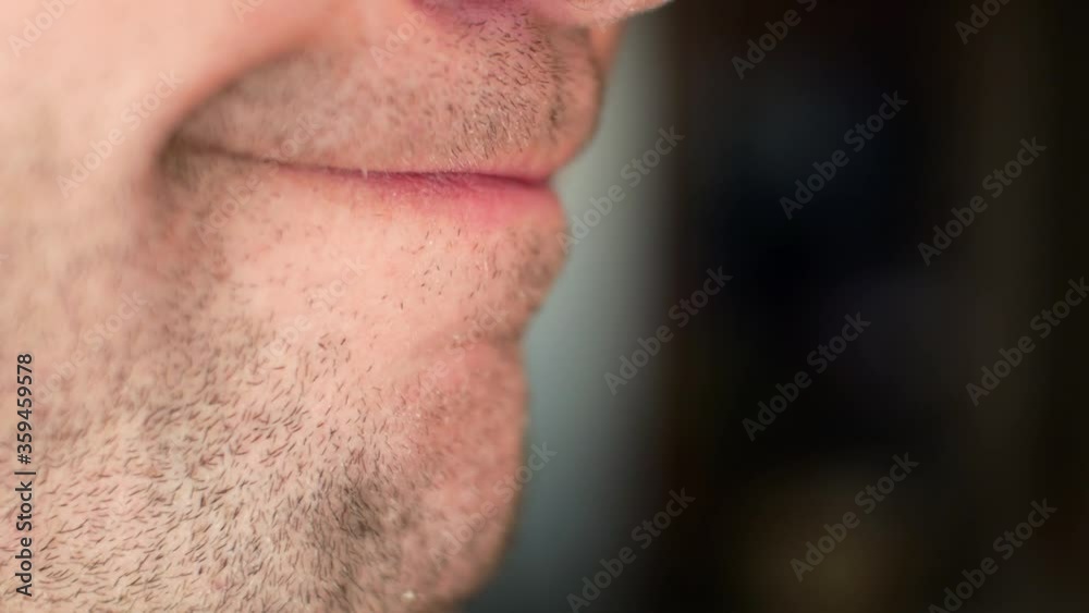 Human mouth and bristles with particles of the epidermis and facial ...