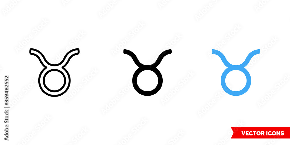 Taurus icon of 3 types. Isolated vector sign symbol. Stock Vector ...