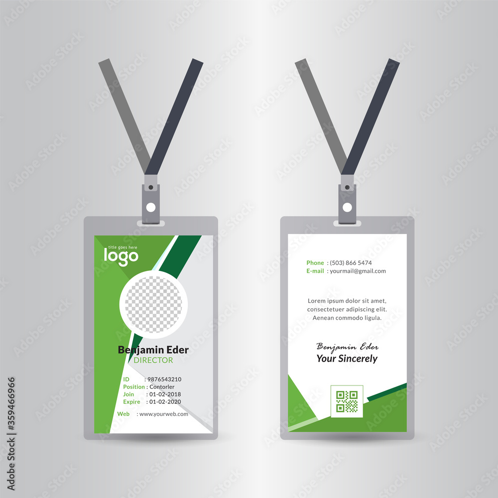 Creative ID Card Design Template. Identity badge With Photo Placeholder ...