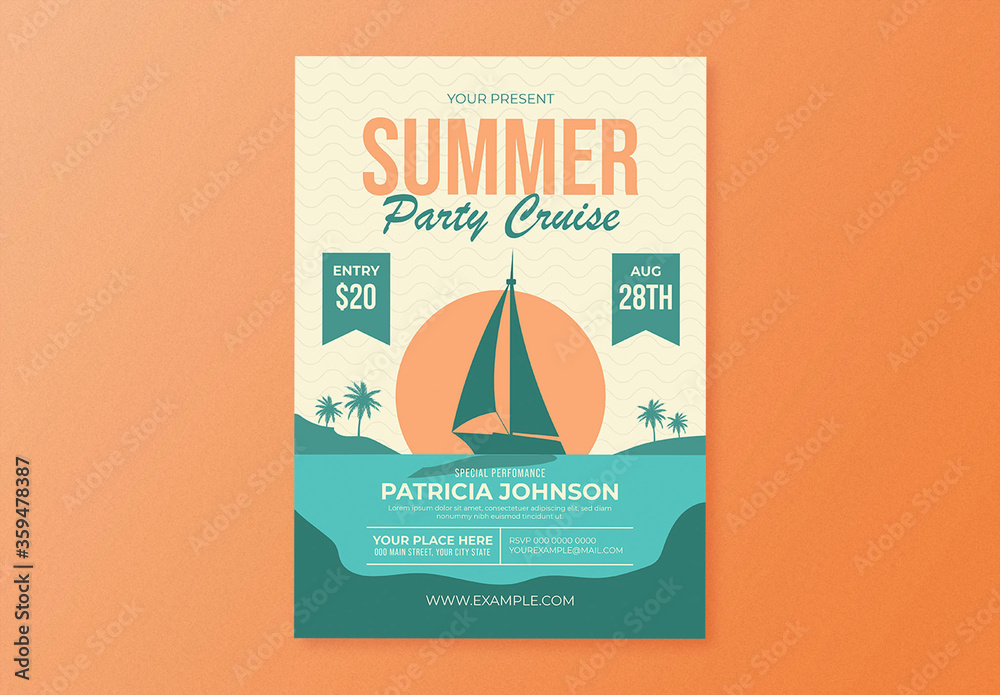 Summer Party Cruise Flyer Layout Stock Template | Adobe Stock