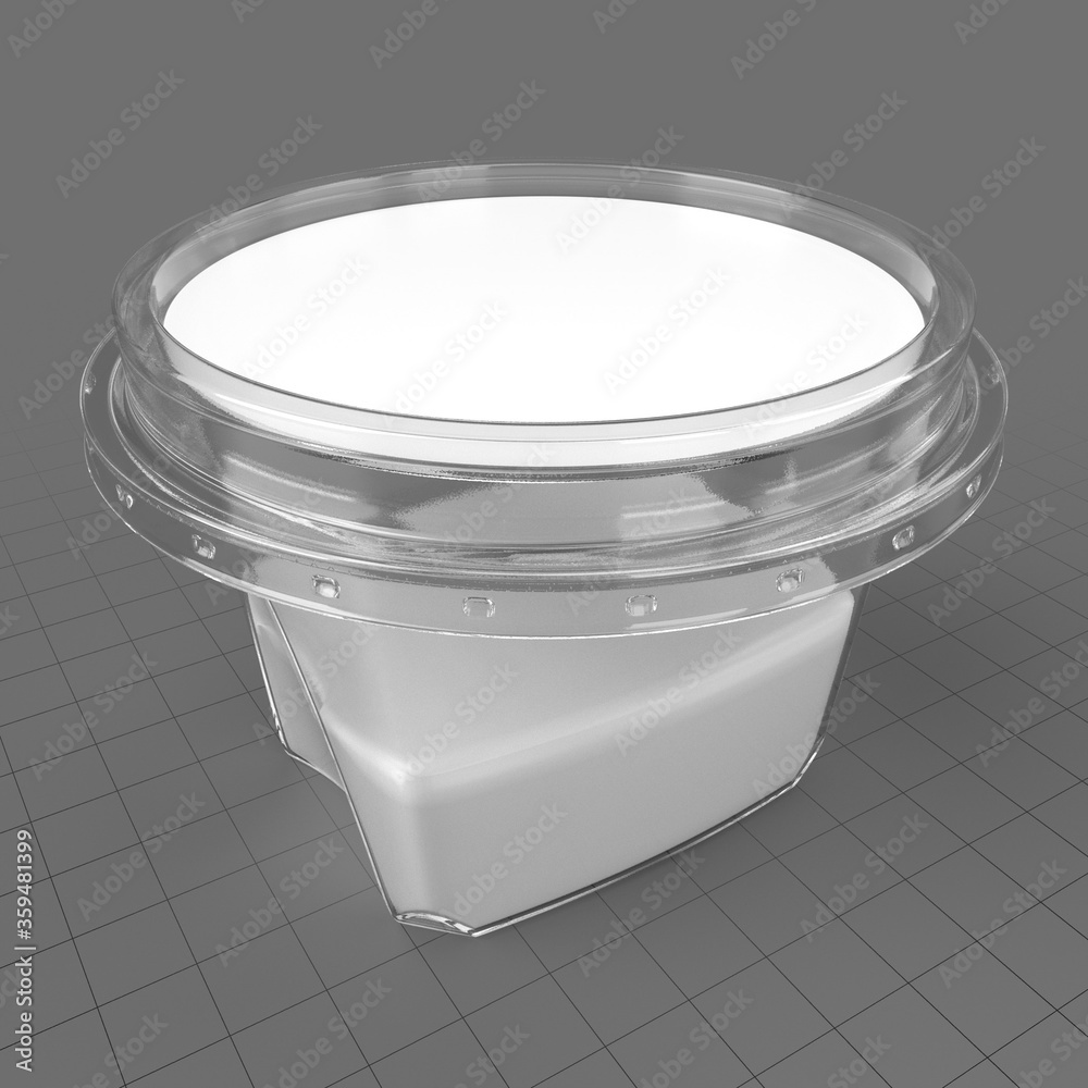 Plastic yogurt box with label Stock 3D asset | Adobe Stock