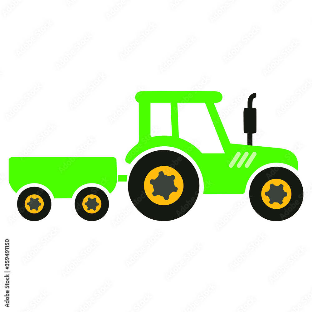 Tractor trailer cartoon vector illustration isolated on white ...