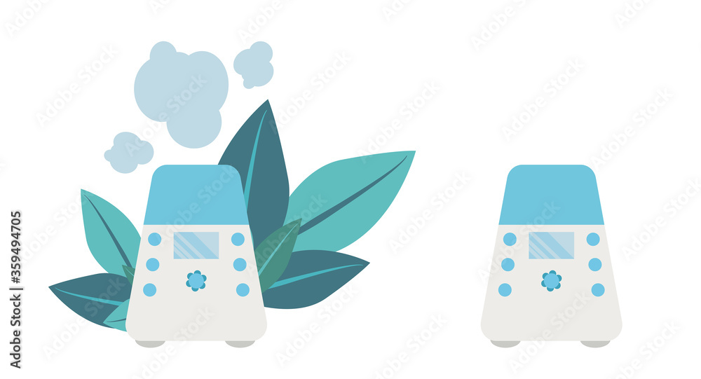 Set of Home humidifier for room.Healthy humidifiers vector icons for ...