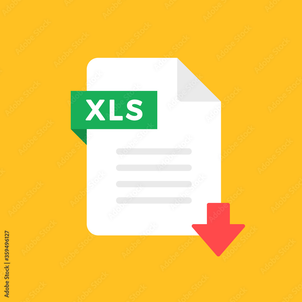 Download XLS icon. XLS file with down arrow symbol. Downloading ...