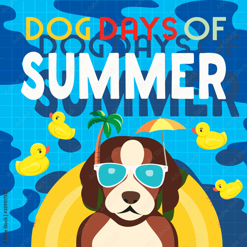 Dog days of summer comic cartoon vector poster Stock Vector | Adobe Stock
