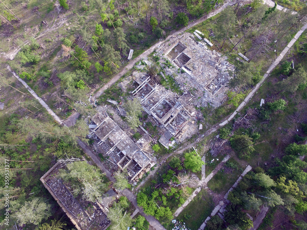 The destruction of the remnants of communism (drone image).Totally ...