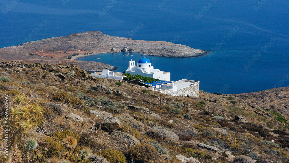 Serifos island, Cyclades islands,Greece:The chapel of Panagia Skopiani ...