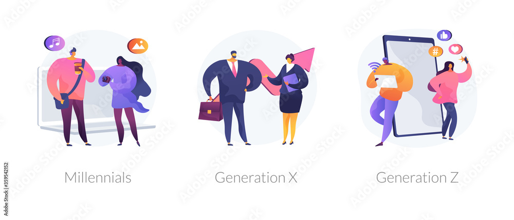 Generational change abstract concept vector illustration set ...