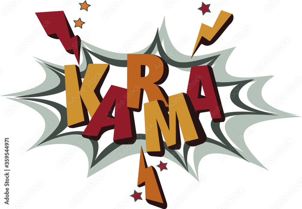 Karma isolated text made in pop art style. Hand lettering text ...