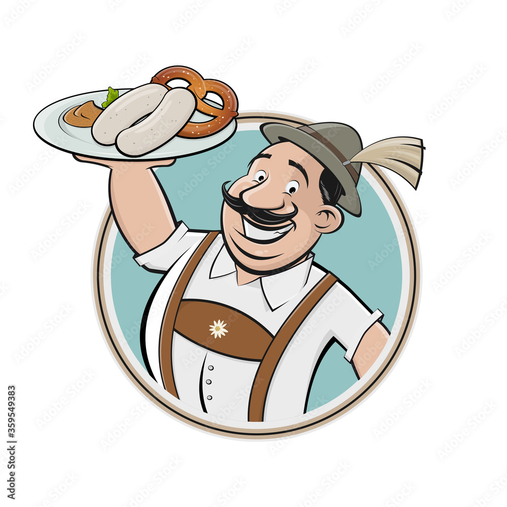 bayerische weißwurst cartoon logo Stock Vector | Adobe Stock
