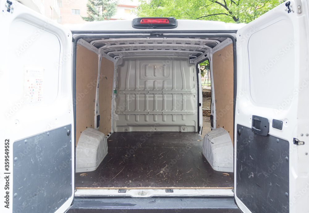 Empty van truck, transportation and logistics concepts Stock Photo ...