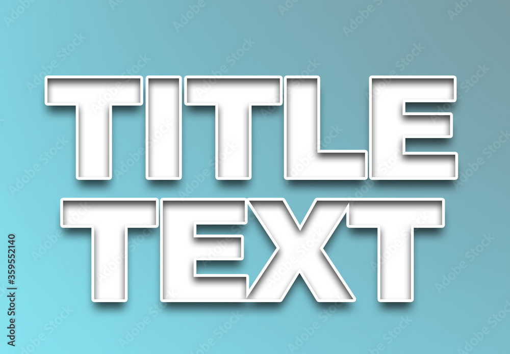 White Outline Letters on Turquoise Background Text Effect Mockup Stock ...