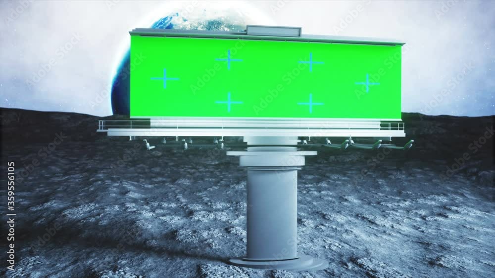 Big billboard on the moon. Earth background. Tracking green screen 4K ...