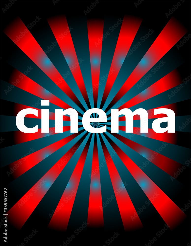 cinema word on digital screen. information concept . Motion rays on ...