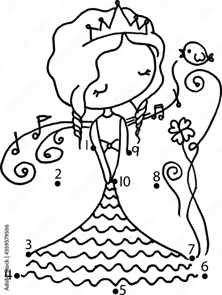 cartoon girl join to the dots 1 to 10 Stock Vector | Adobe Stock