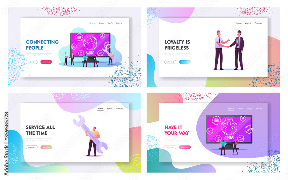 Crm System, Customer Relationship Management Landing Page Template Set ...