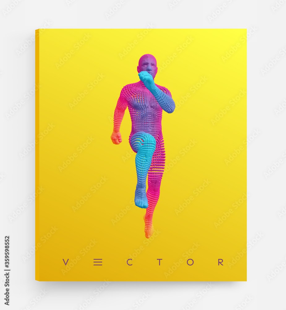 Running man or marathon runner. 3D human body model. Design for sport ...