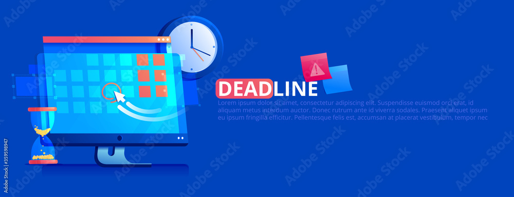Computer monitor screen, it has an online calendar with a deadline date ...