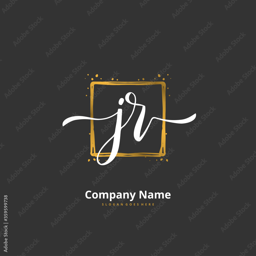 J R JR Initial handwriting and signature logo design with circle ...