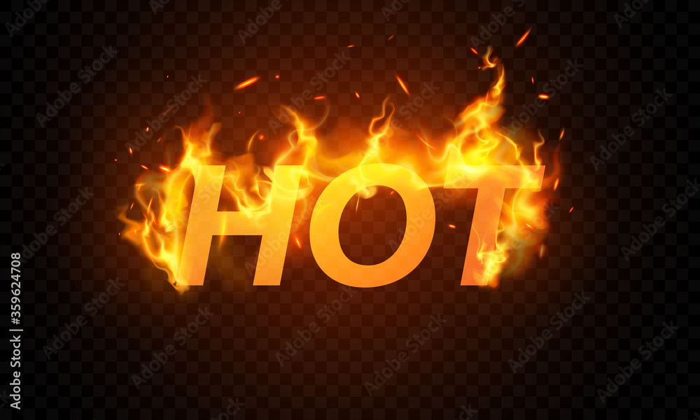 Burning red hot sparks realistic fire flames abstract background Stock ...