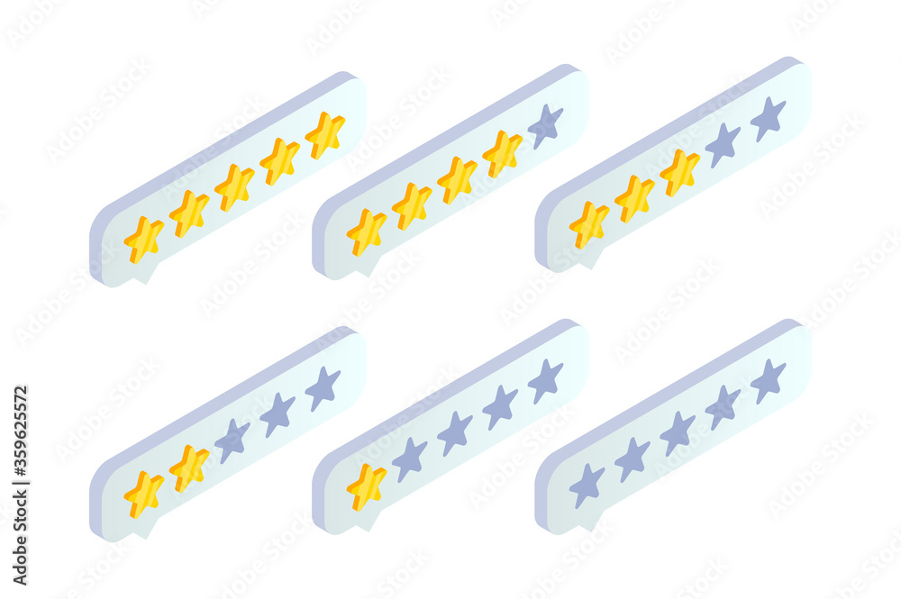 Customer service rate feedback, product review isometric icon. Rating ...