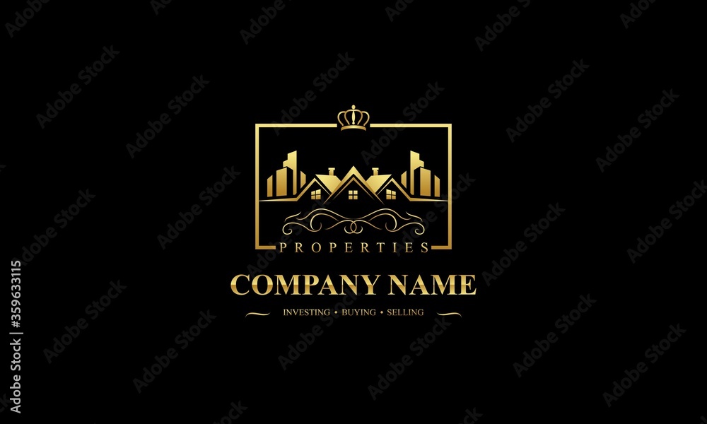 Luxury real estate logo collection with golden details Stock Vector ...