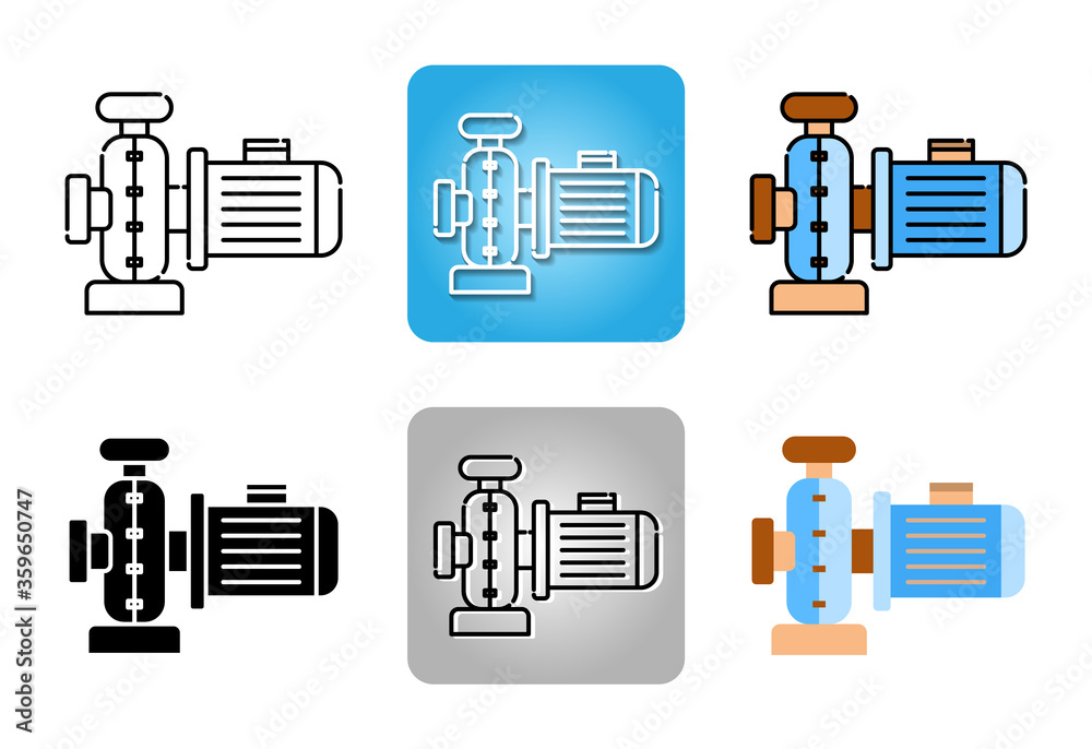 water pump station icon set isolated on white background for web design ...