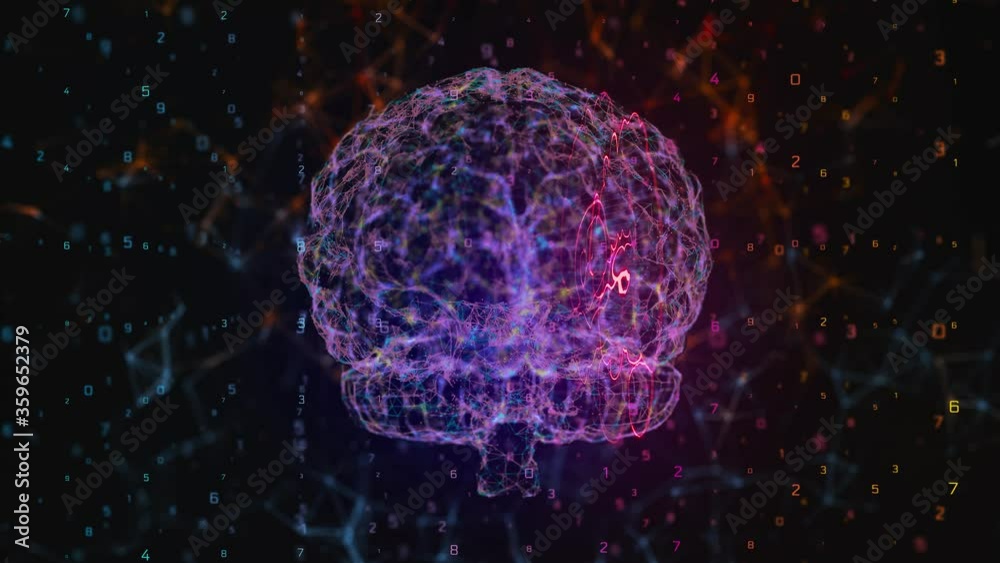 Visualization of a scan of the cerebral cortex. 3D Render animation of ...