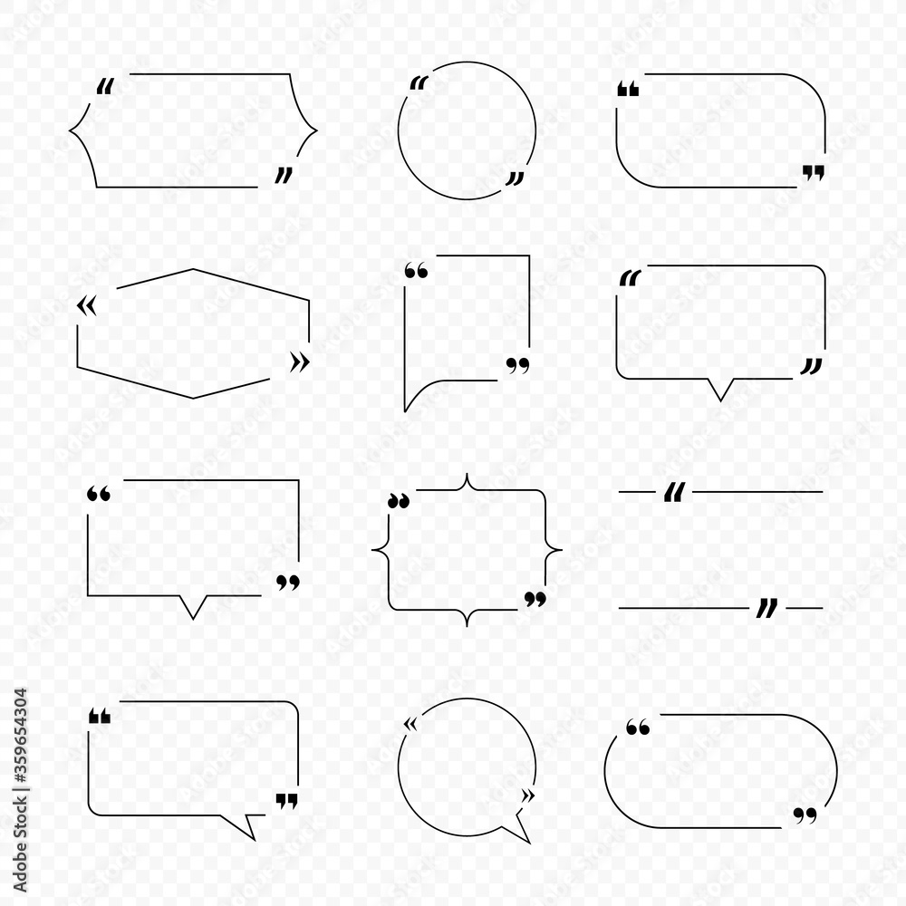 Quote box. Quotation of text. Bubble and frame for speech, comment ...