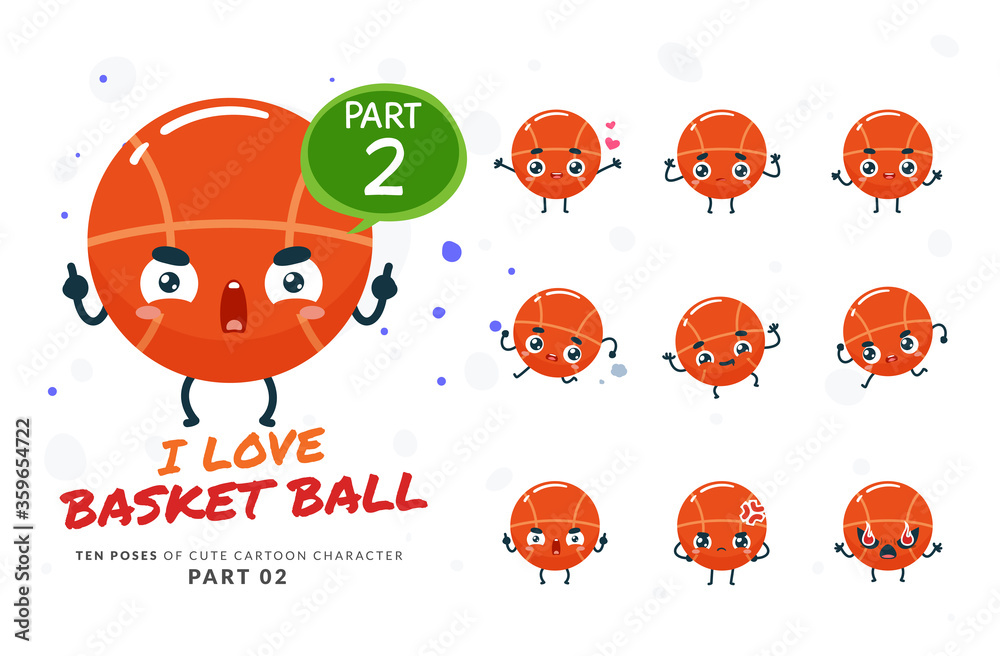 Vector set of cartoon images of Basketball. Part 2 Stock Vector | Adobe ...