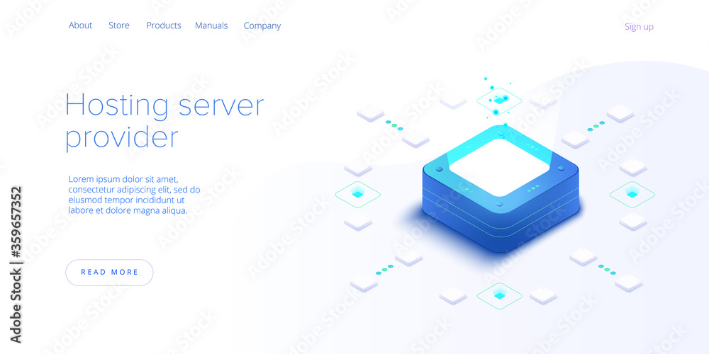 Hosting server isometric vector illustration. Abstract 3d datacenter or ...