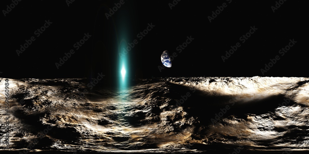 Moon surface. HDRI . equidistant projection. Spherical panorama ...