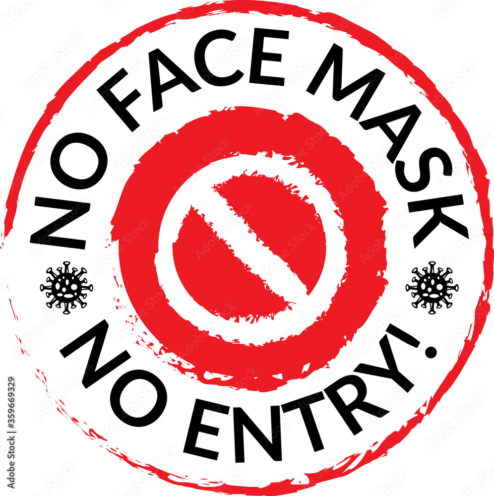 Warning sign without a face mask no entry and keep a distance. Vector ...