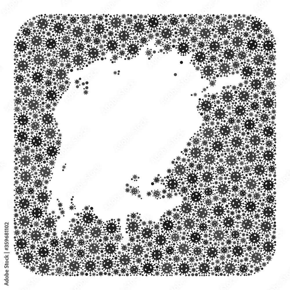Pandemic virus map of Victoria Lake collage designed with rounded ...
