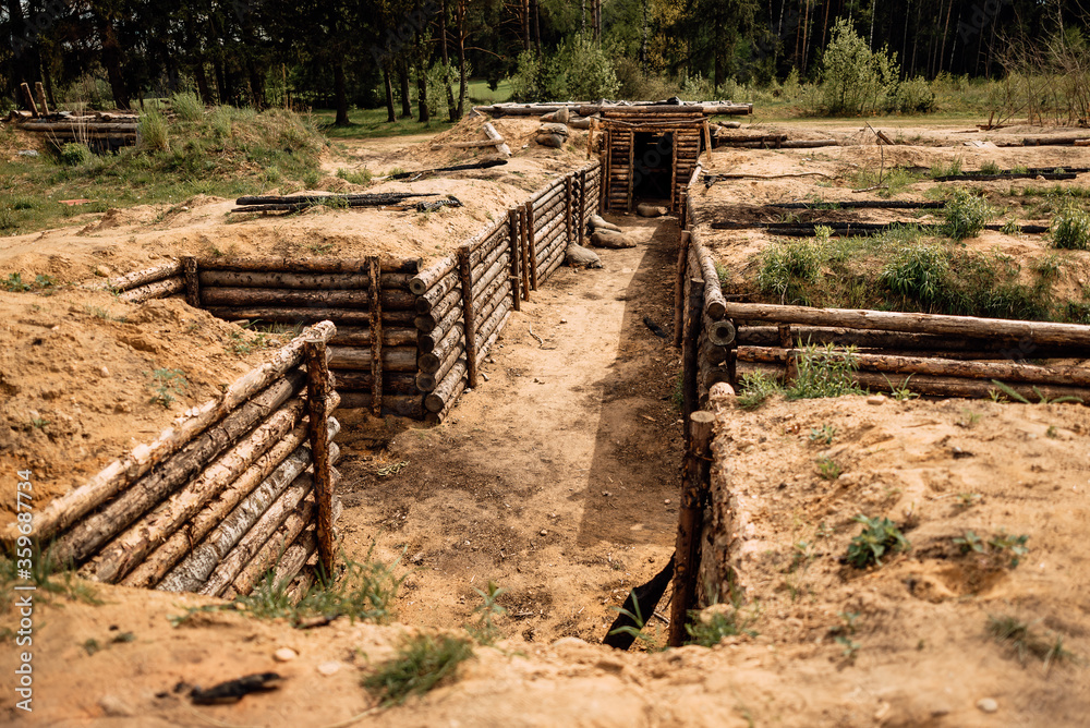 trenches used in World War II on occupied battle lines, consisting ...