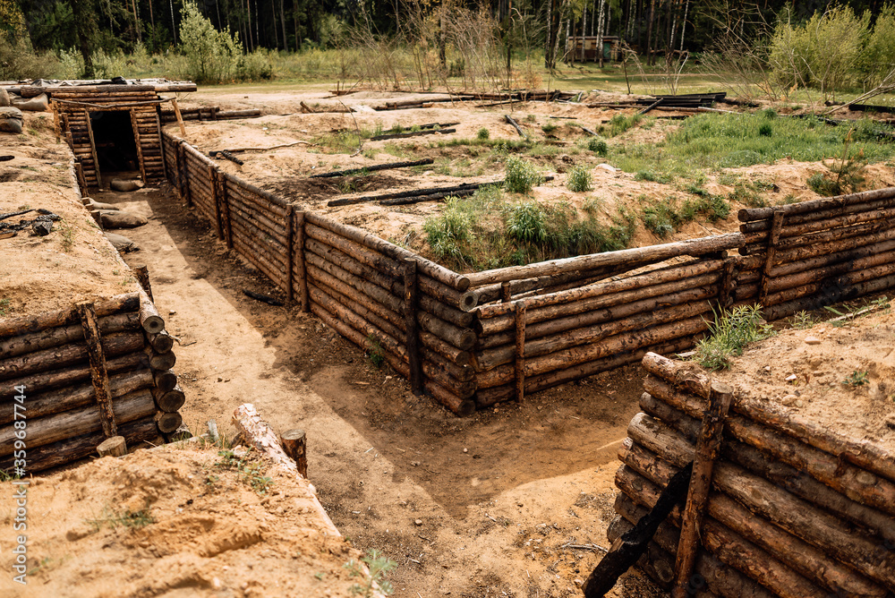 trenches used in World War II on occupied battle lines, consisting ...
