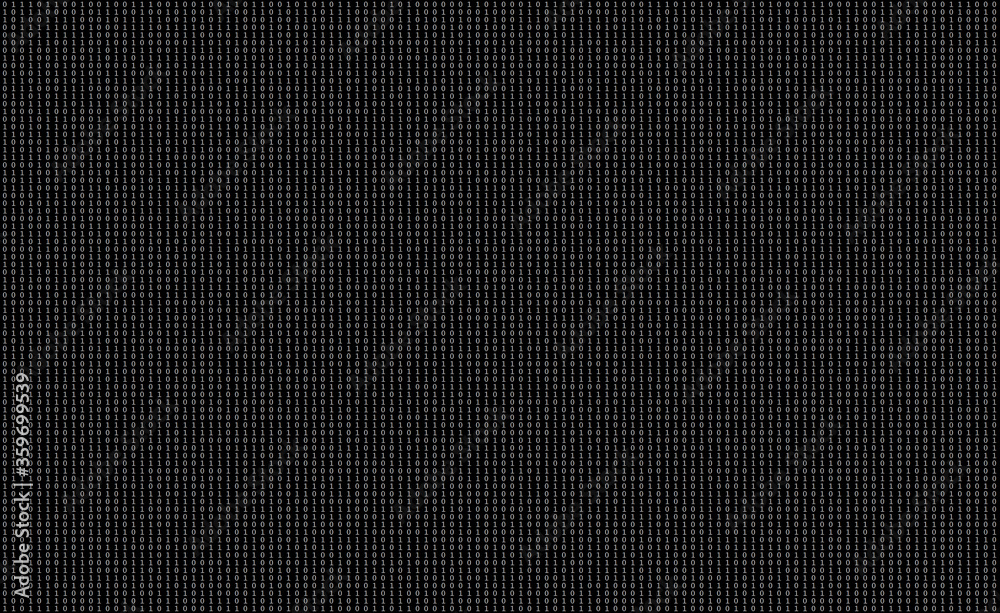 Random pattern of black and white binary code with ones and zeros on a ...