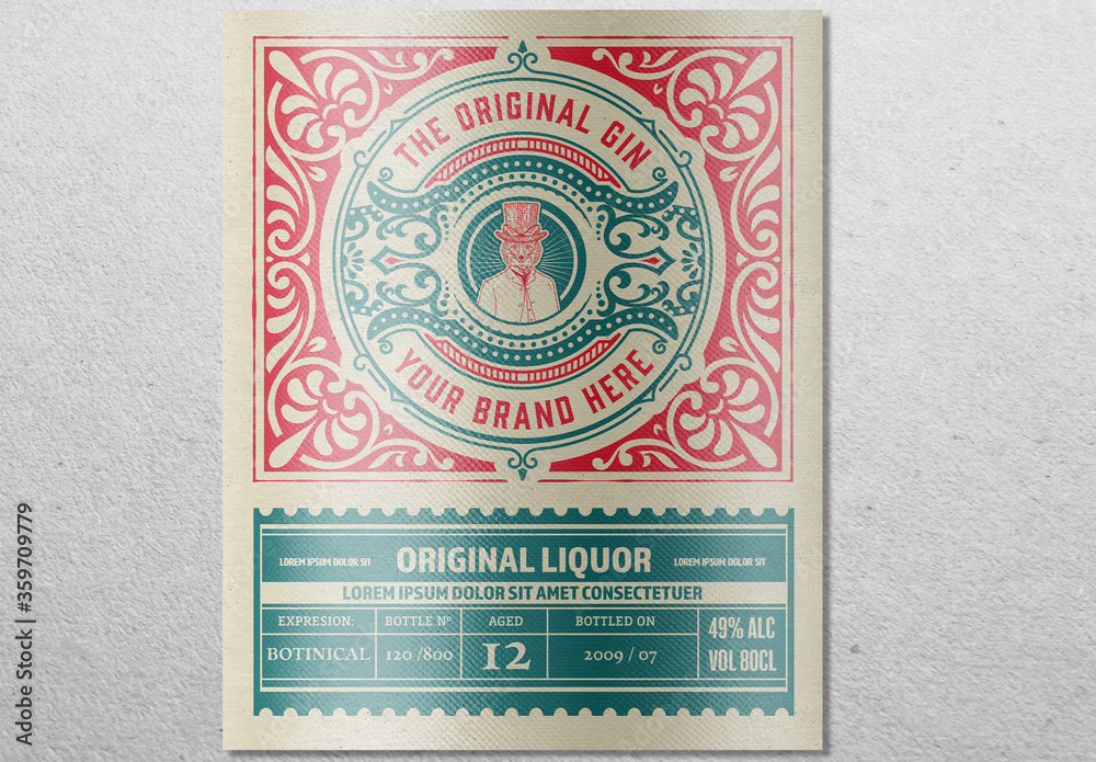 Vintage Liquor Label Packaging Layout Stock Template | Adobe Stock